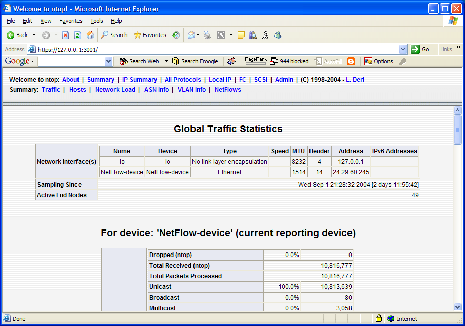 Ntop NetFlow with a WRT54GS Firewall/Router and NST Probe